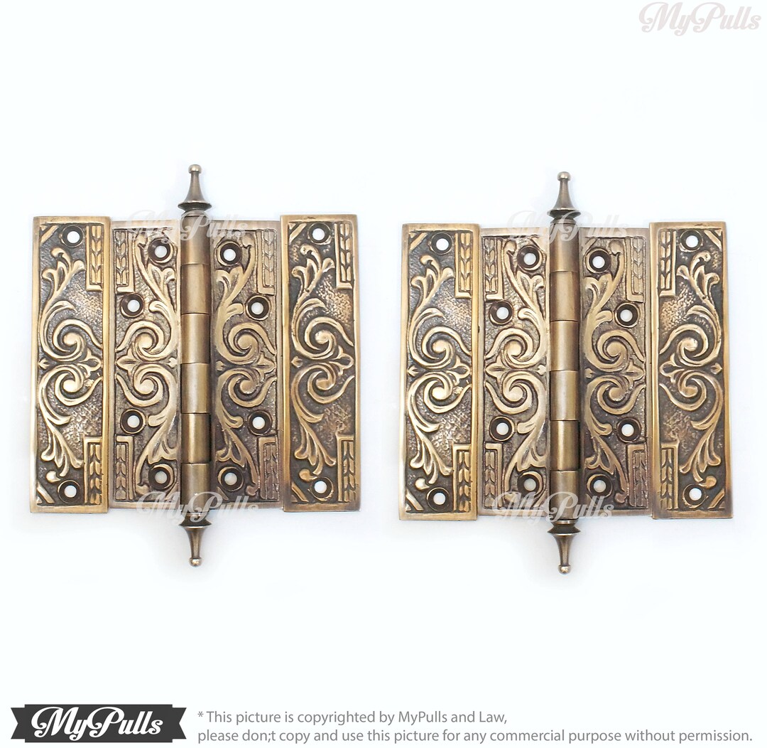 RARE Hinges 6.50" in Pair SOLID BRASS Victorian Large Carving Door ...