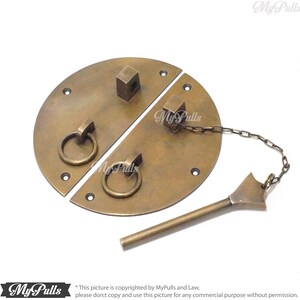 5.90" Solid Brass Retro Round Latch With Ring Pull Western Door Latch ...