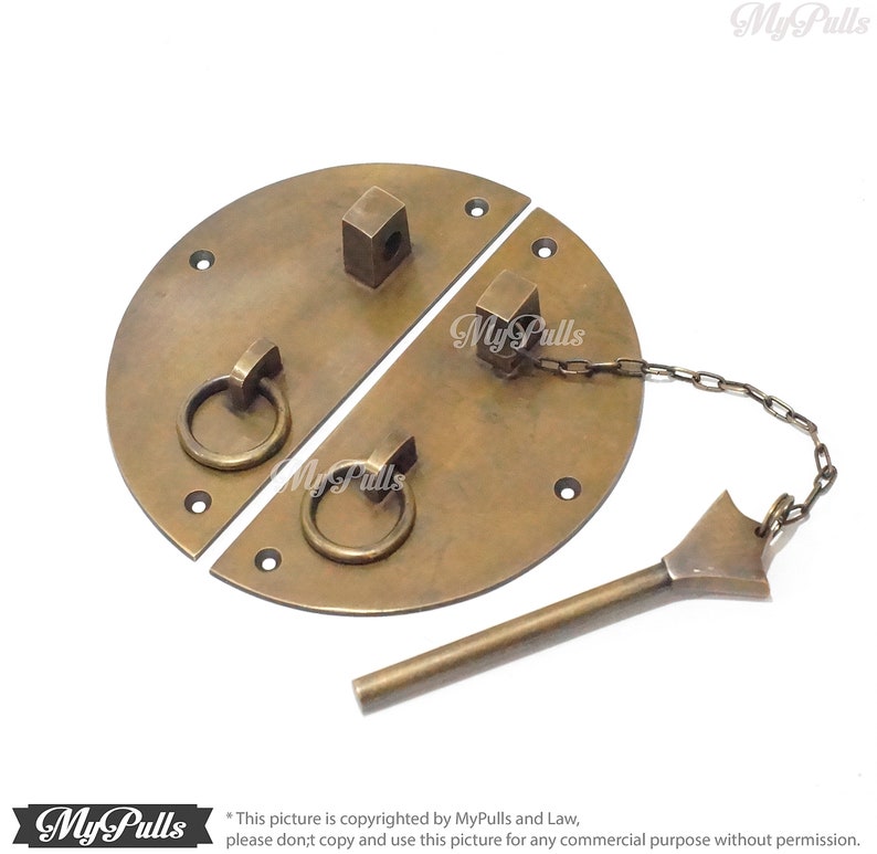 5.90" Solid Brass Retro Round Latch With Ring Pull Western Door Latch ...