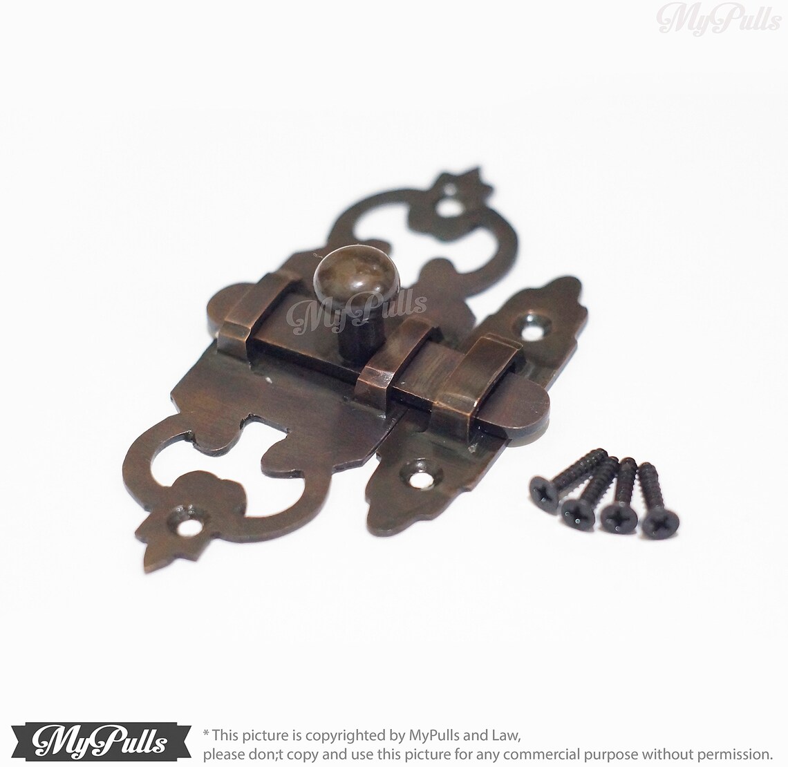 Set of 2 pcs Solid Brass Classic LATCH Lock Slot Dark Brown | Etsy