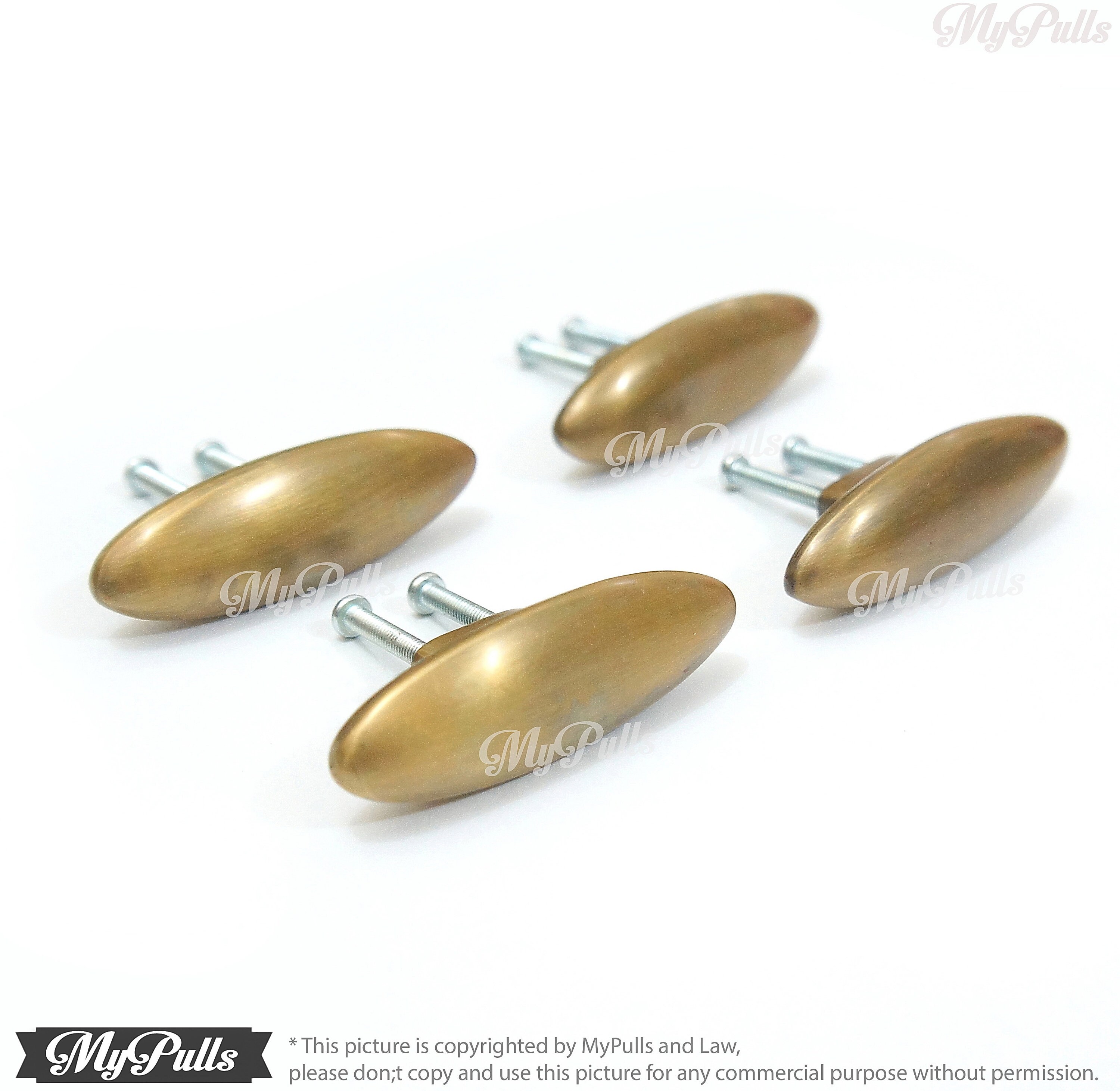 2.75 Retro Brass Oval Knobs Pulls Cabinet Drawer Dresser | Etsy