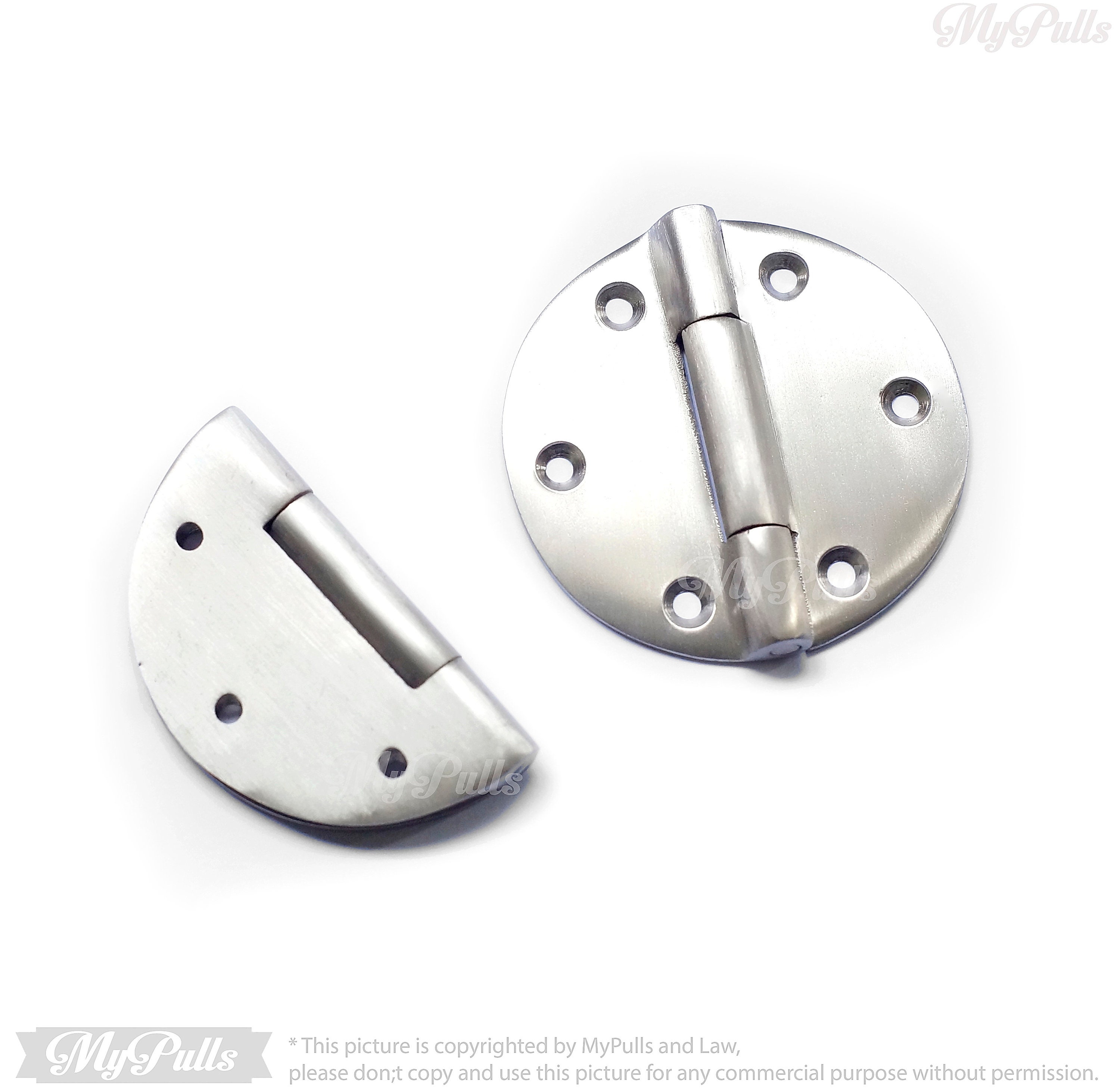 2" Diameter of Solid Brass ROUND Door Hinge / Silver Doff Cabinet ...