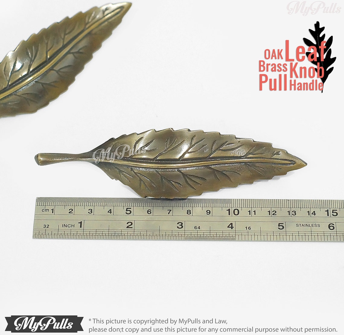 Solid Brass Oak Leaf Knob Pull Drawer Dresser Cabinet Door Handle - Etsy
