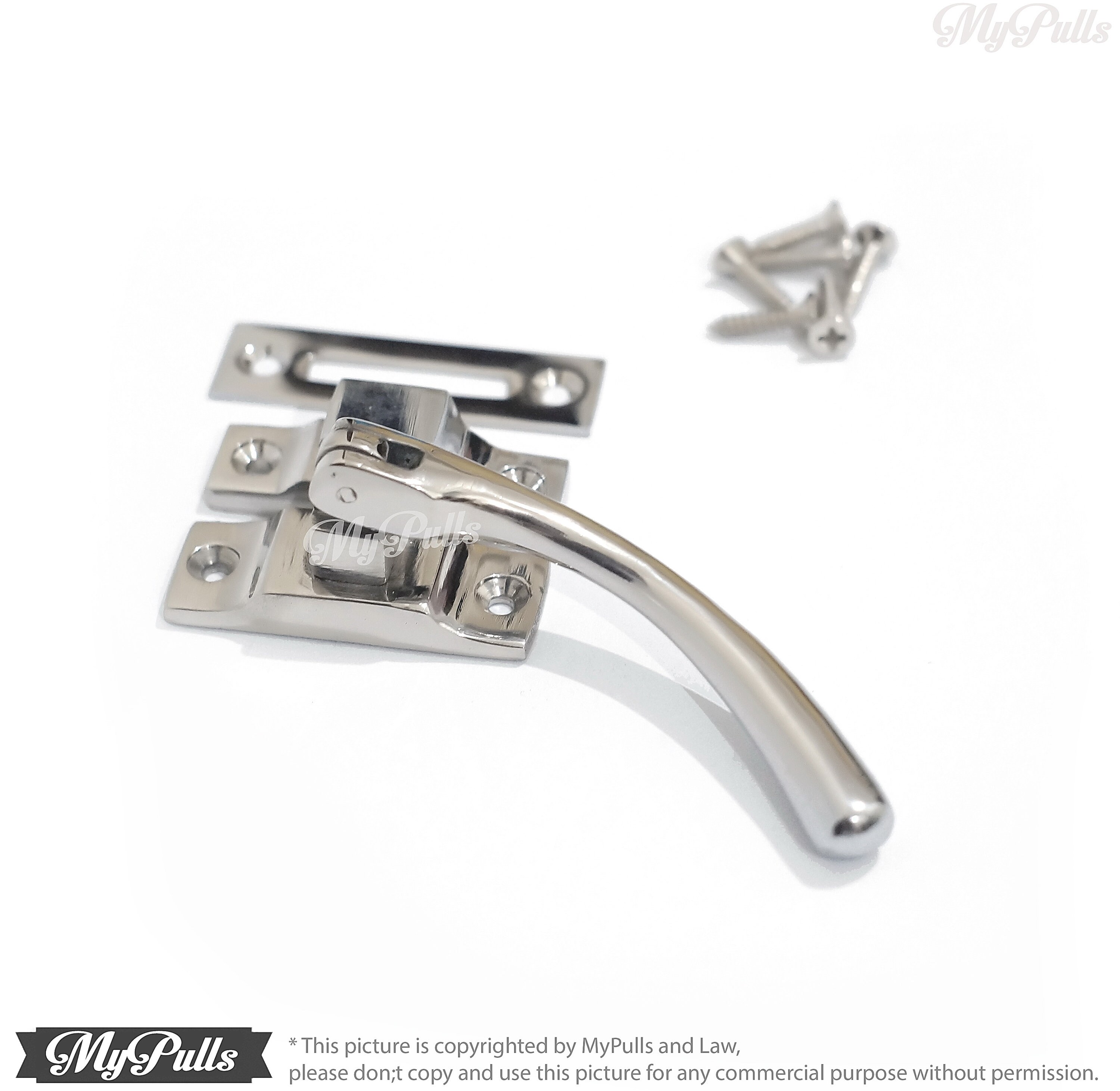 Solid Brass Silver Door Latch Lock | Swing Lock Handle Gate Door Inside ...