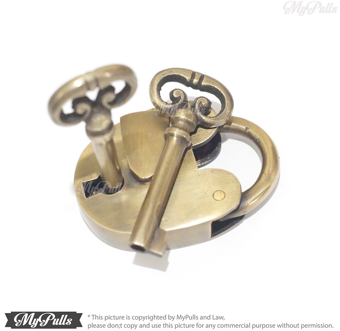 FREE SHIPPING - Solid Brass Round Hook Padlock With Skeleton Keys - Un ...