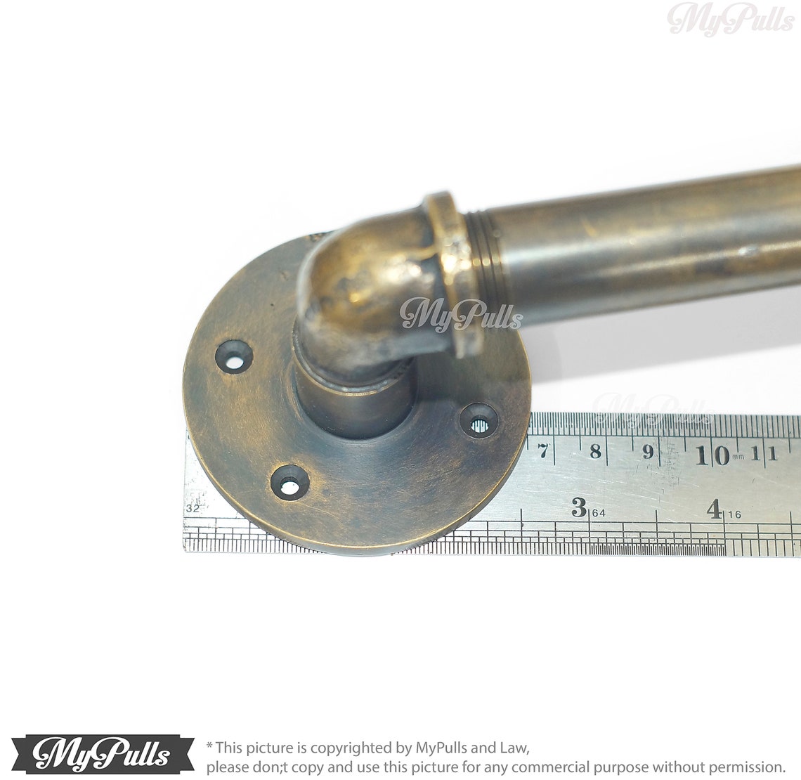 15.00" 2 Pcs Rustic Brass Industrial Pipe Door Pull Handles | Retro ...
