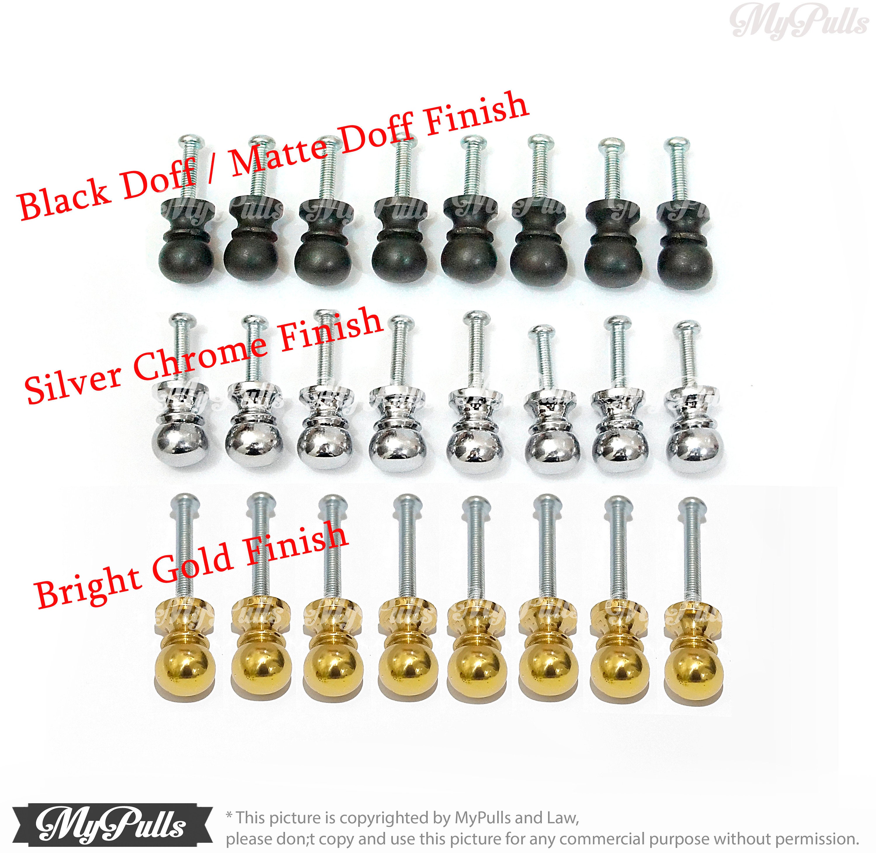 Set 8 Pcs Solid Brass Tiny Round Pull Knobs | Black Doff, Silver Chrome ...
