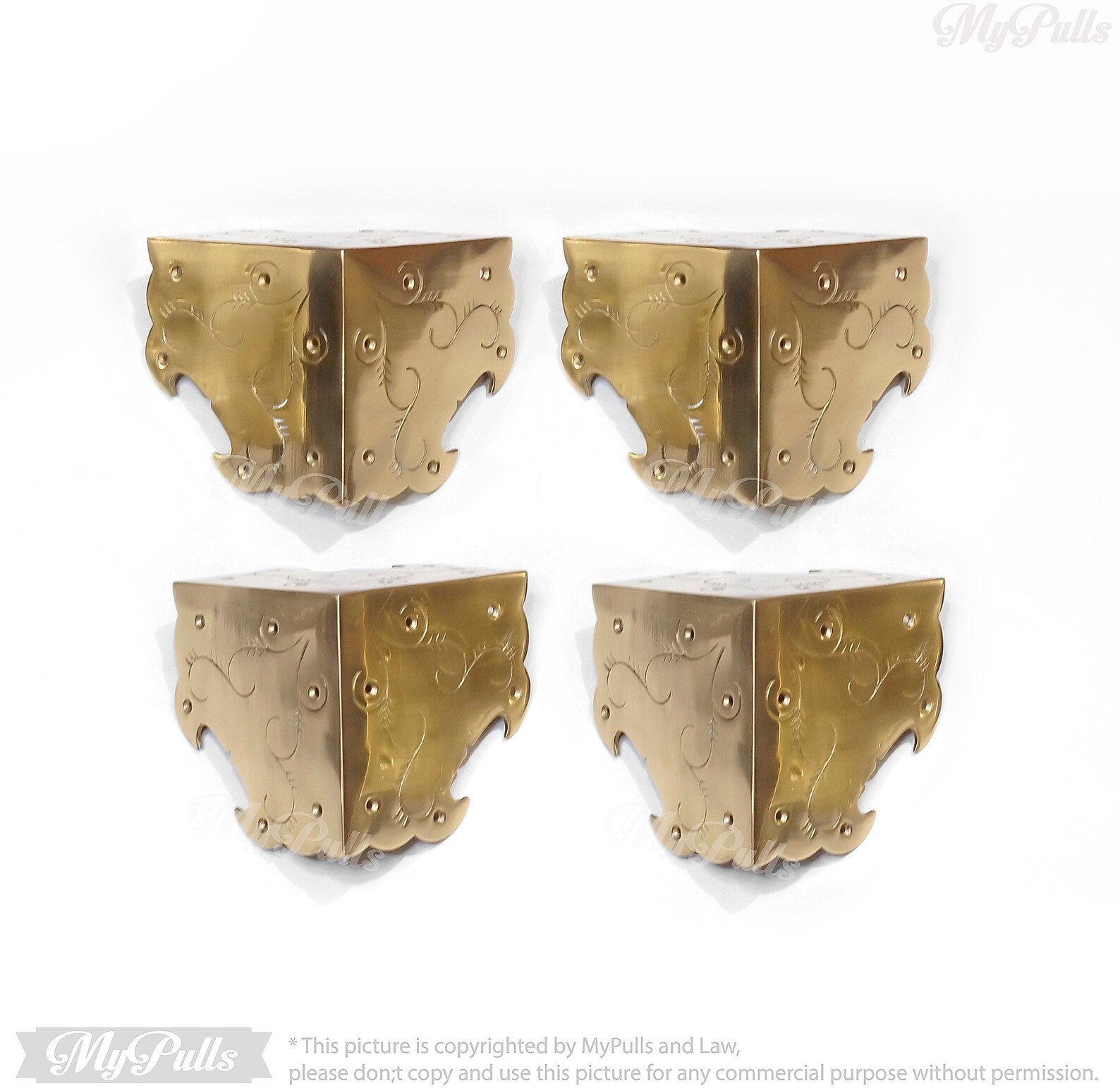 Set of Solid Brass Big Floral Carved Table Corner Protector - Etsy