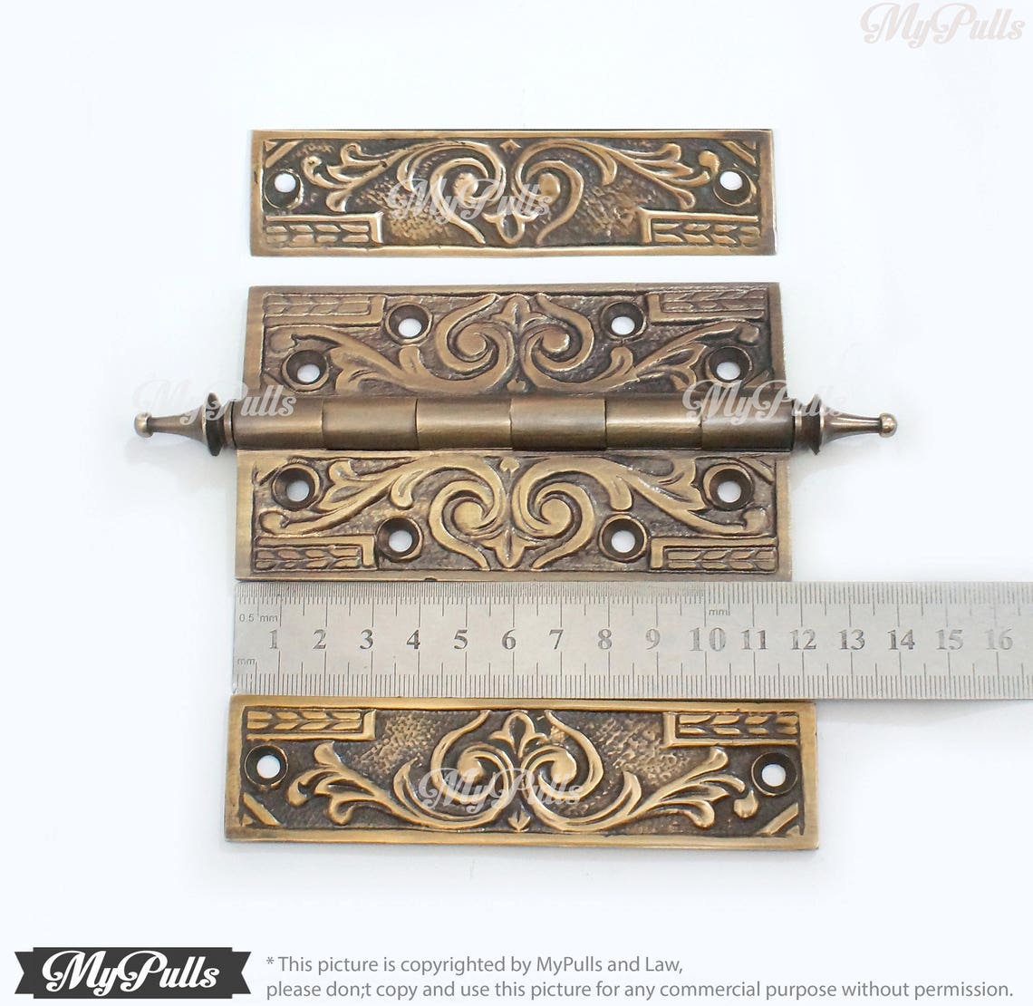RARE Hinges 6.50" in Pair SOLID BRASS Victorian Large Carving Door ...
