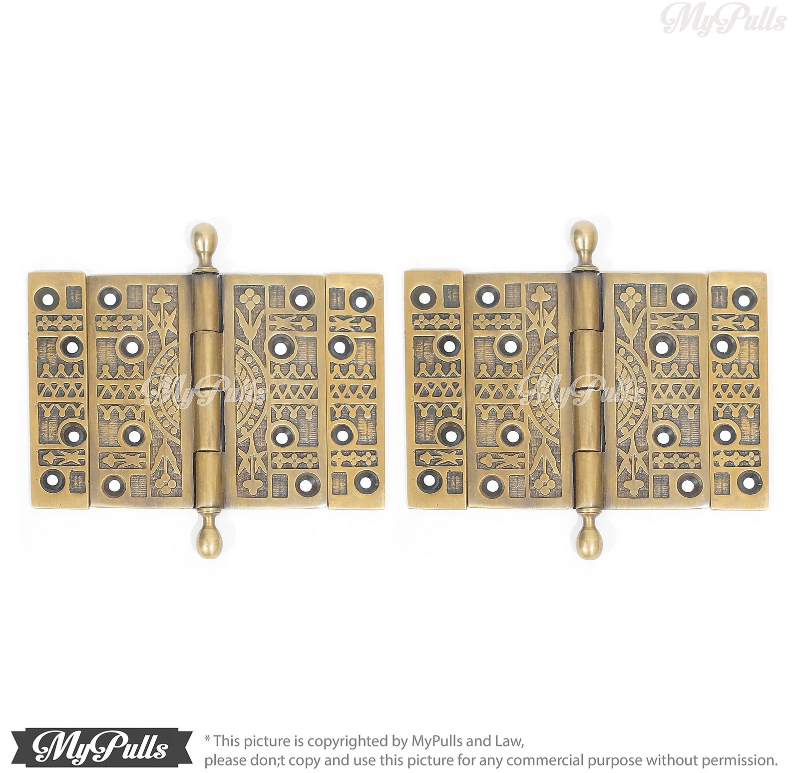 2 Pcs Solid Brass Door Hinges Classic Door Hinges With | Etsy