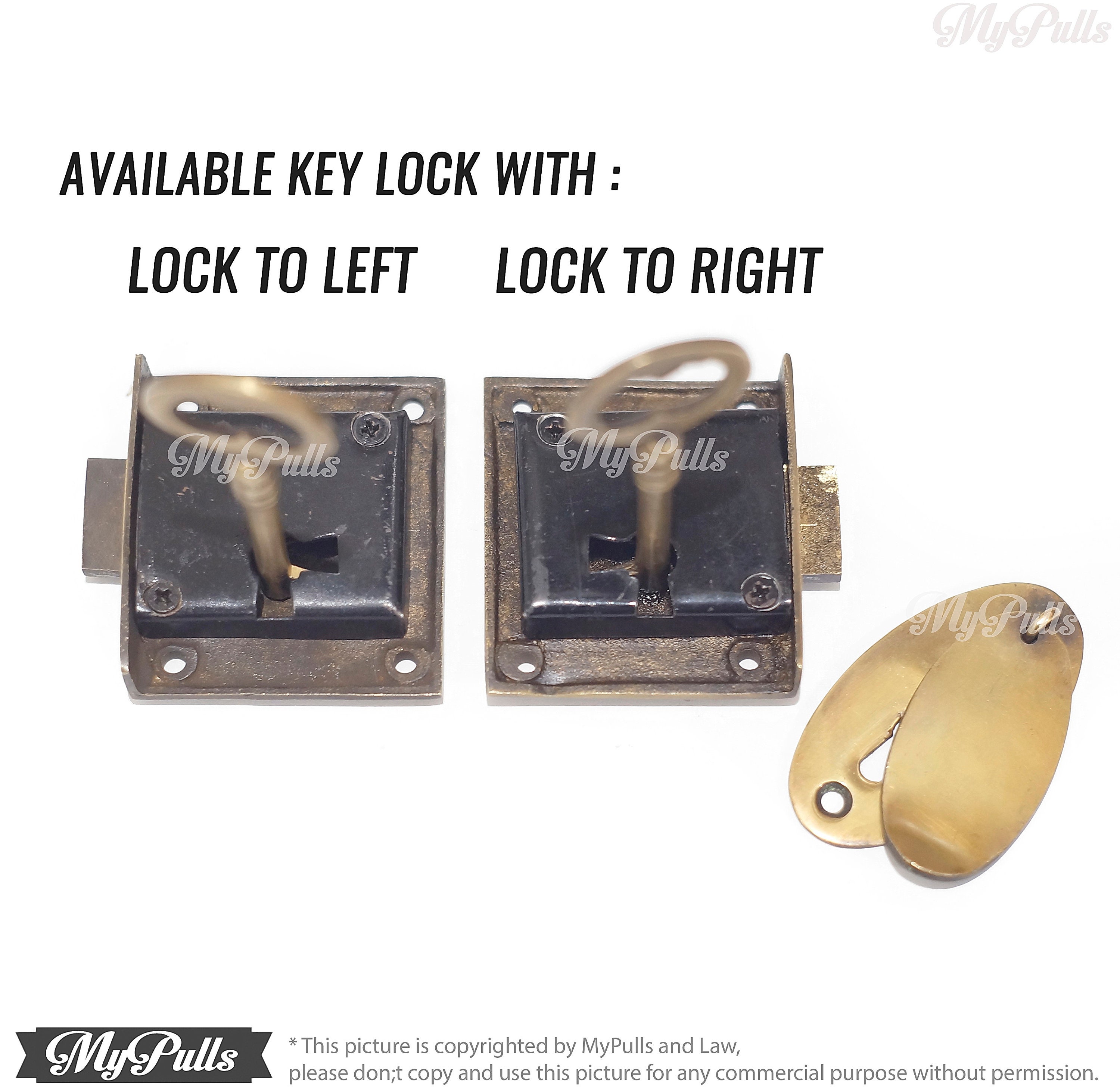 Solid Brass Key Lock Set With Brass Retro Oval With Cap Key Hole Cover ...