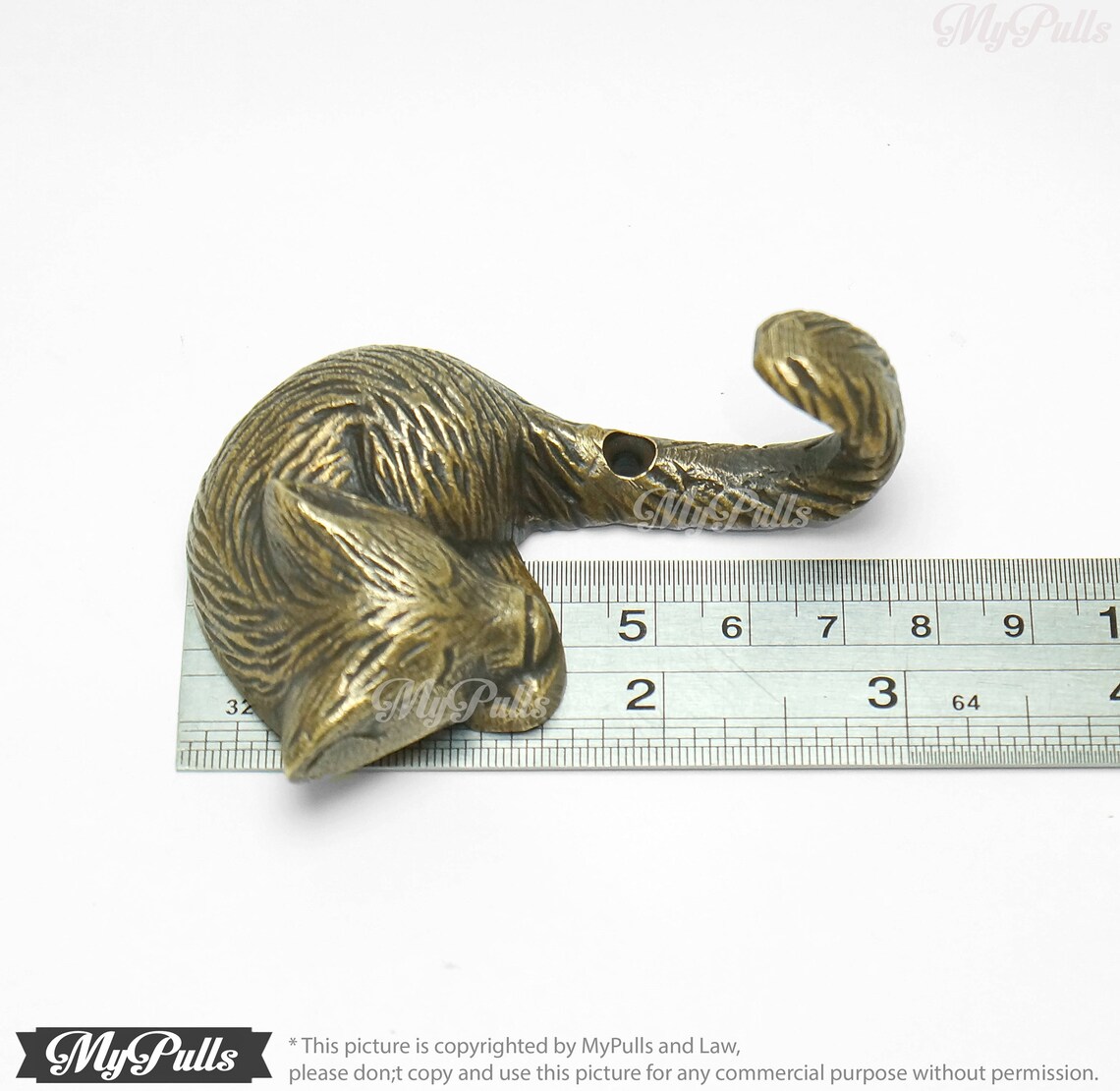 3.03 in Pair Brass Sleeping Fox Hooks Woodland Strong | Etsy