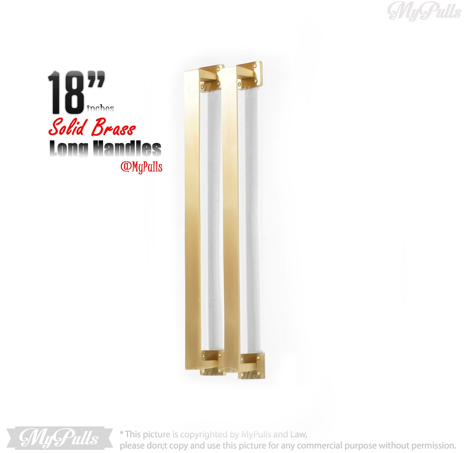 18" Inches Solid Brass Long Door Handle Pull Hardware Cabinet Brass ...