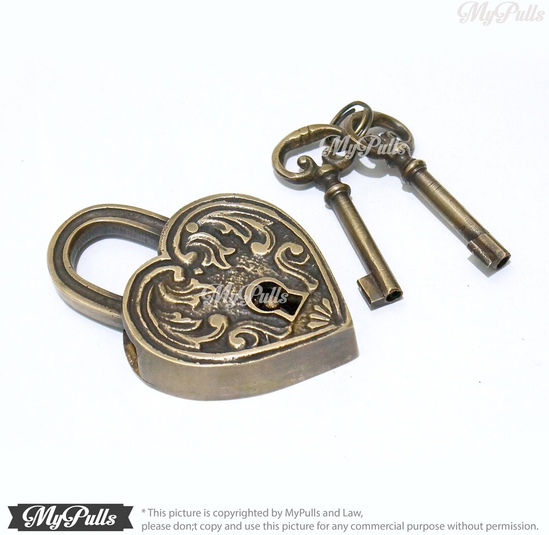 Solid Brass Engraved Love Lock, Heart Lock, Custom Lock, Antique Heart ...