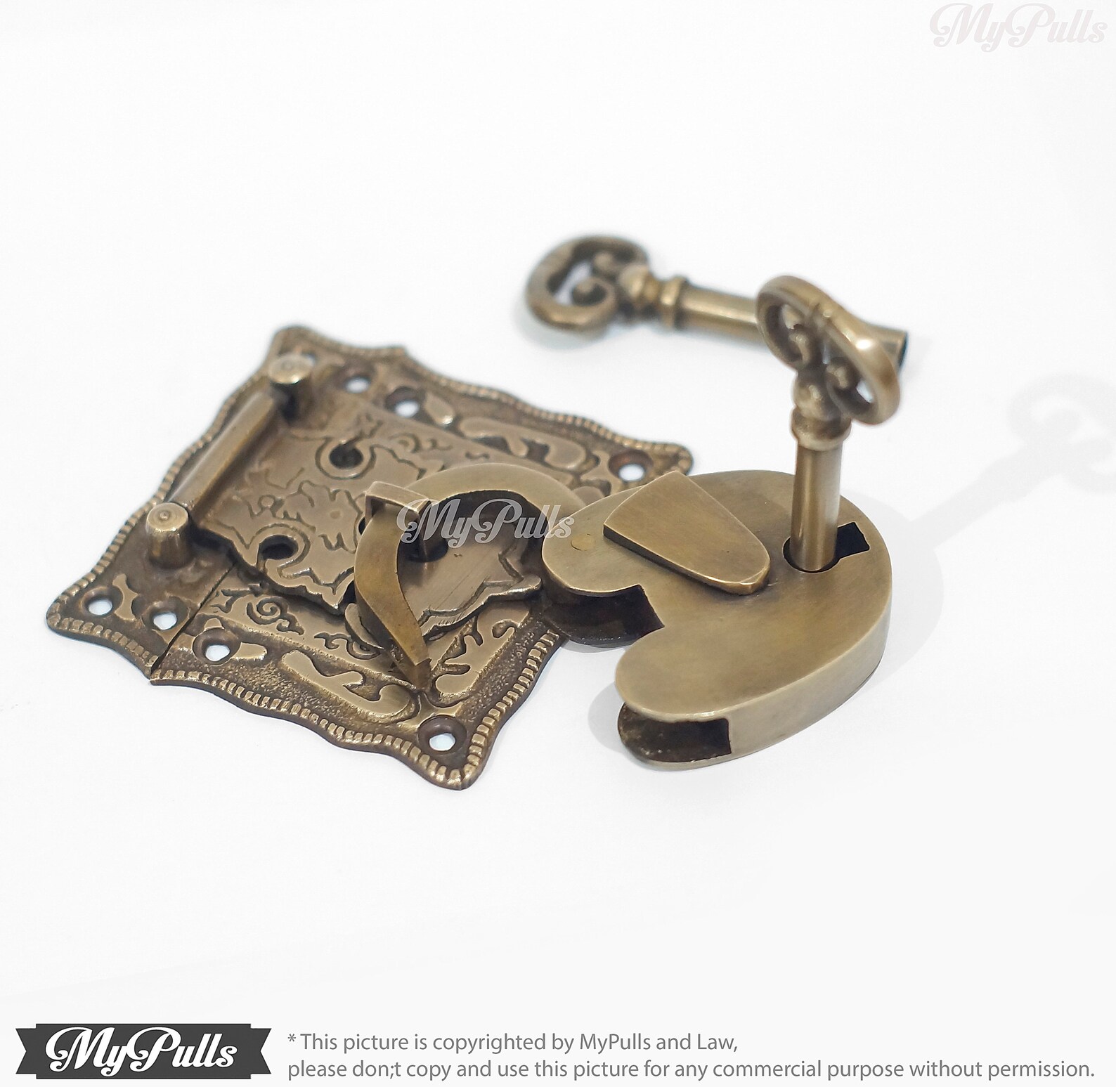 Solid Brass Old Padlock and Engraved Latch Classic Cabinet - Etsy