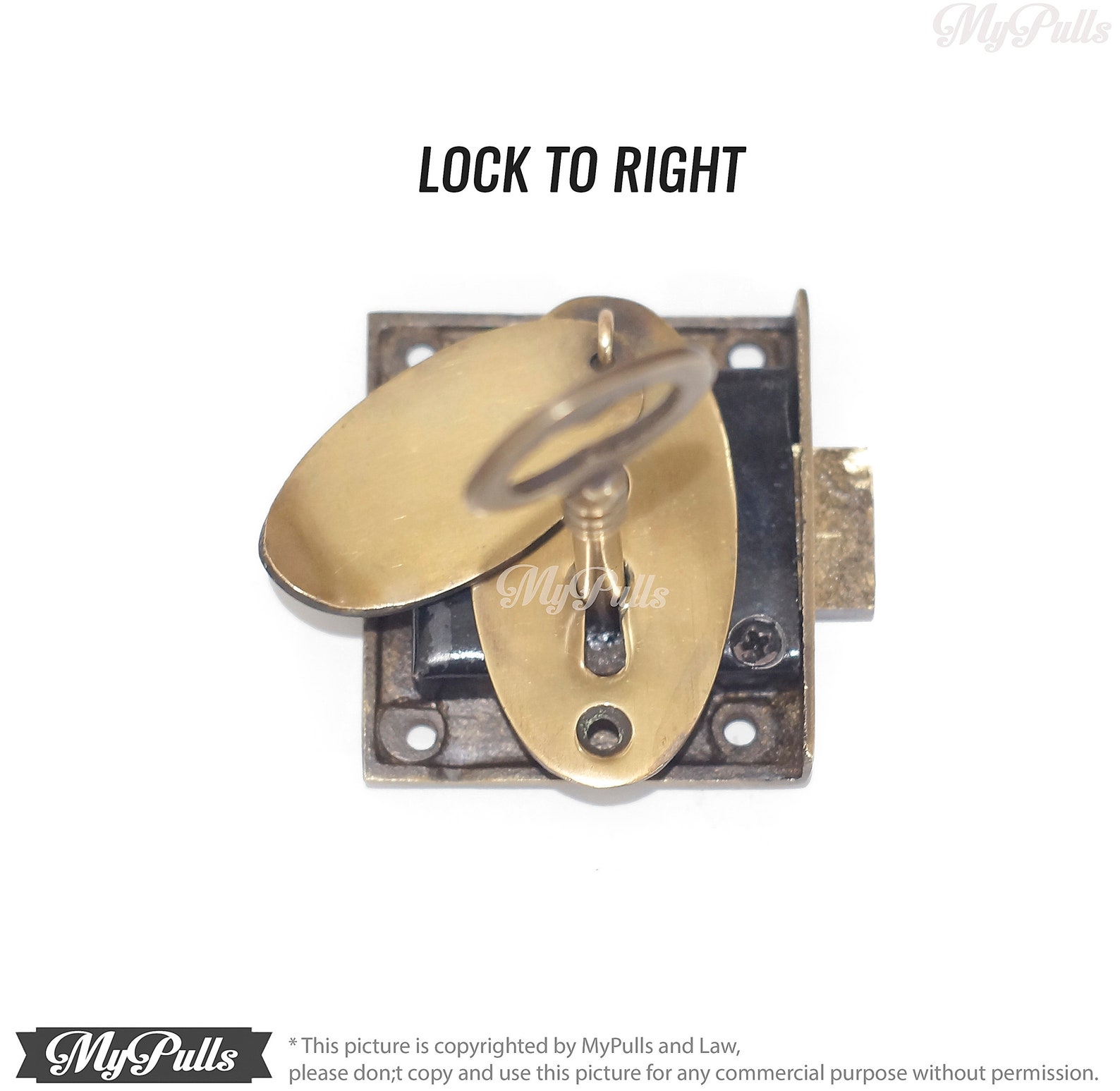 Solid Brass Key Lock Set With Brass Retro Oval With Cap Key Hole Cover ...