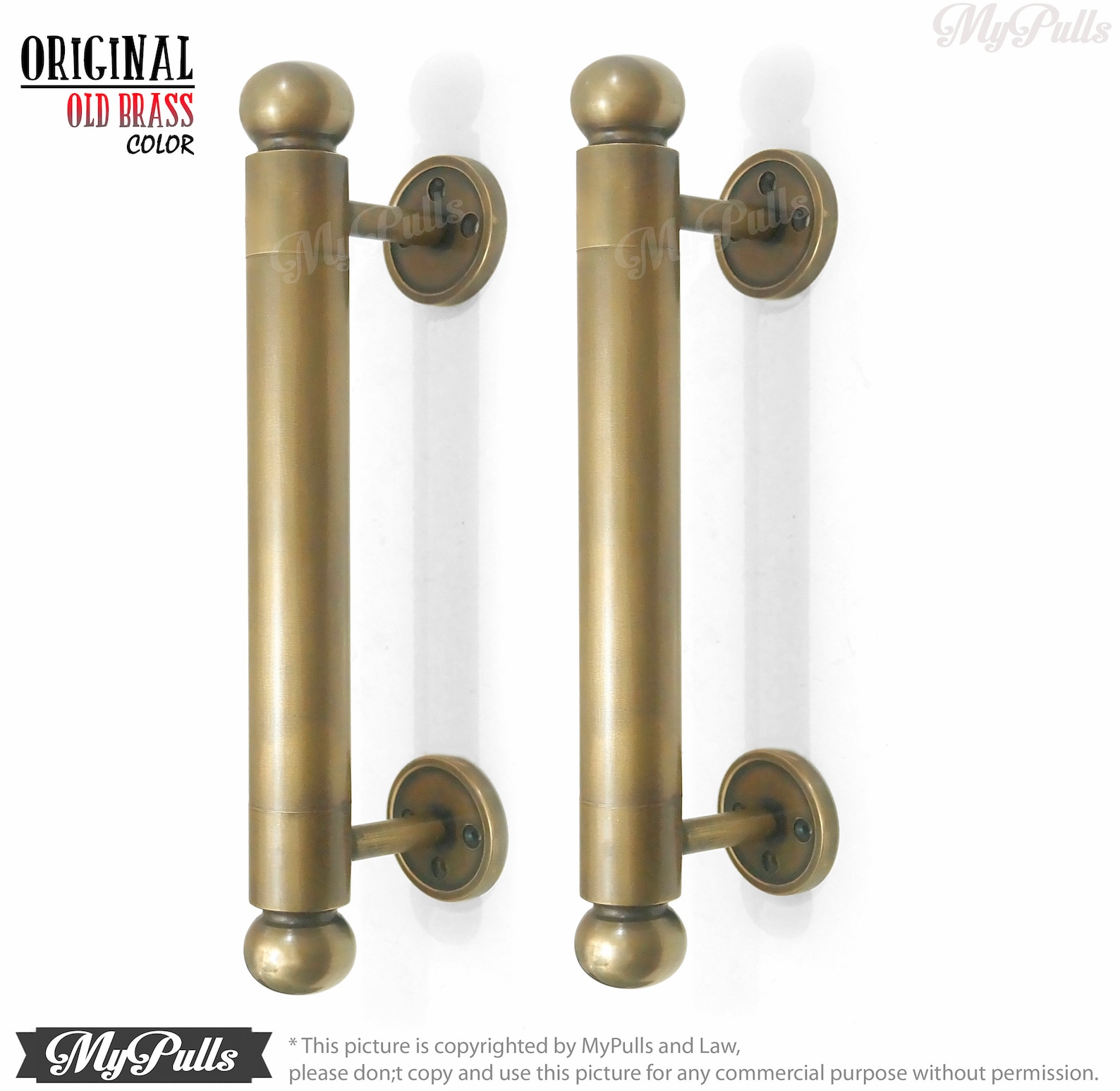 10.23" in Set 2 Pcs Solid Brass Industrial Pipe Door Handle Pulls ...