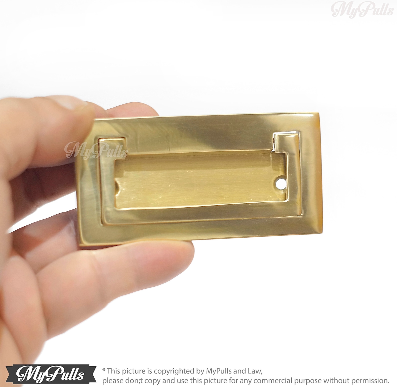 3.38" Set of 2 Pcs Solid Brass Gold Finish Flush Lift Handle Pulls ...