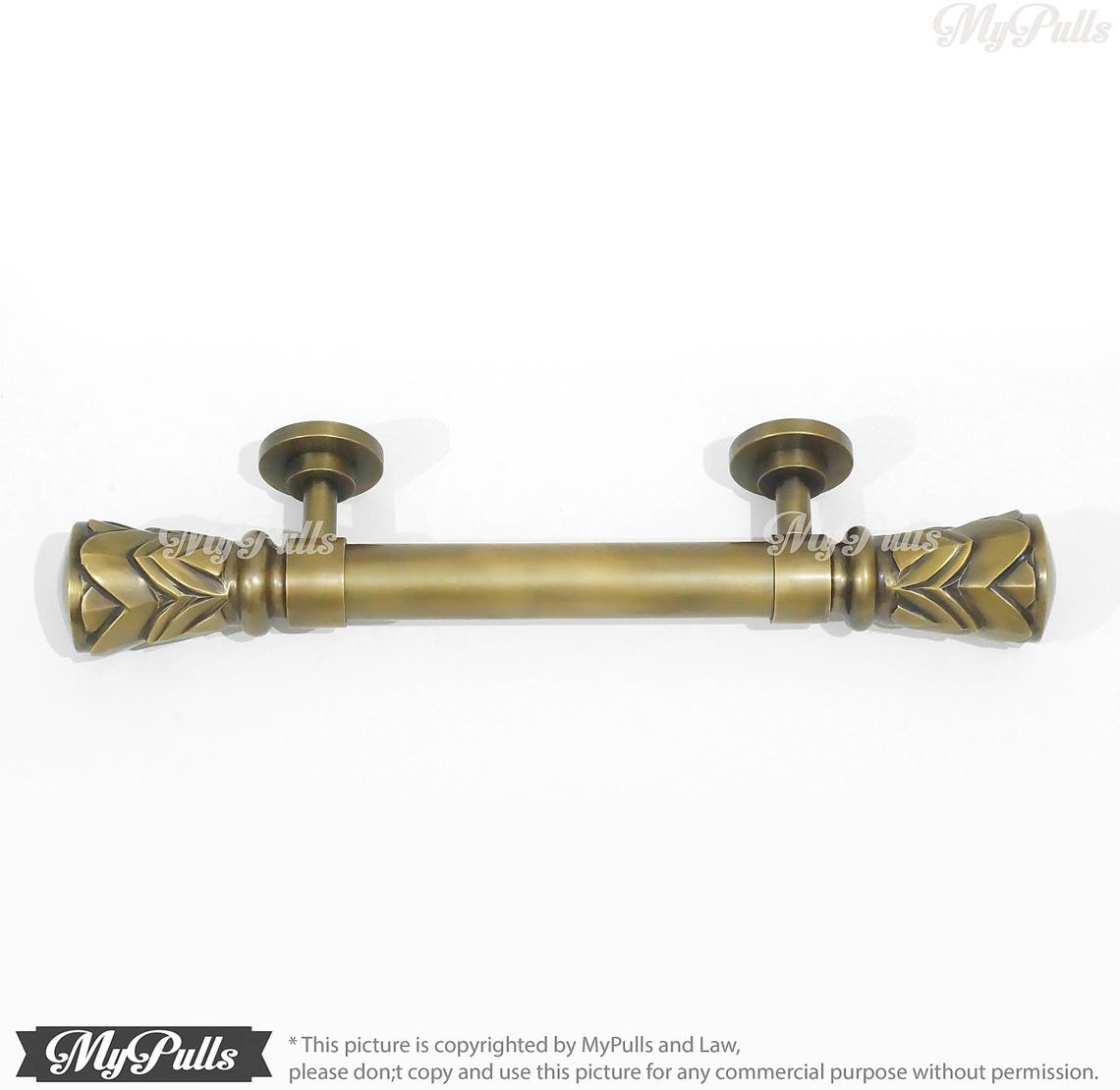 15.94" Inches Pair / 2 Pcs Solid Brass Palm Tree Door Handle Pulls ...