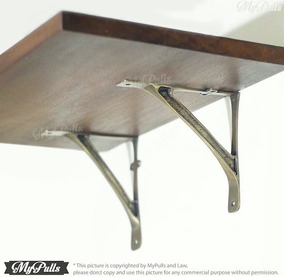 Set of 3 SOLID BRASS Western Arc Beam Wall Shelf Bracket | Etsy