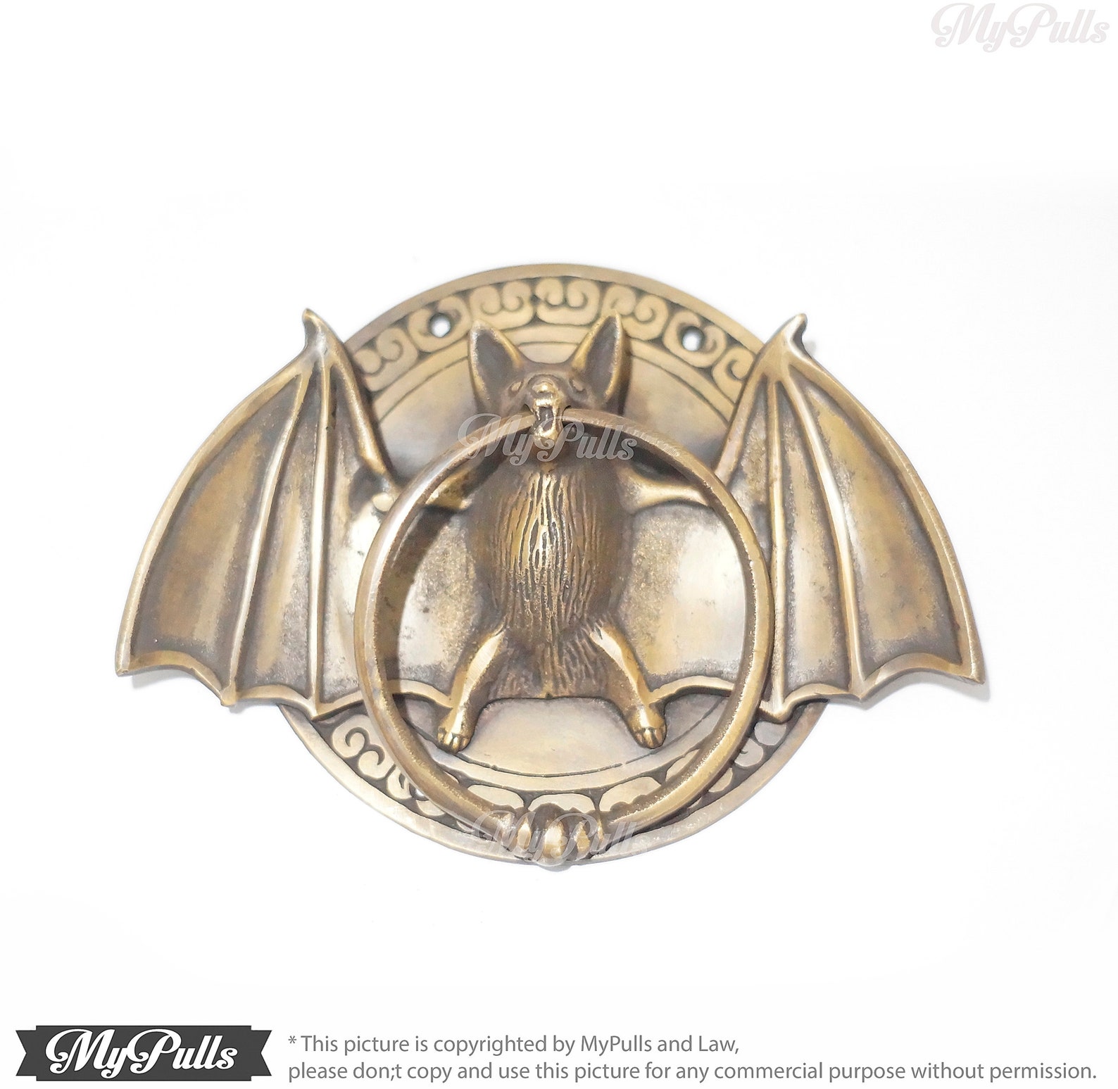FREE SHIPPING - 6.70" in Solid Brass Retro Bats Door Knocker Front Door ...