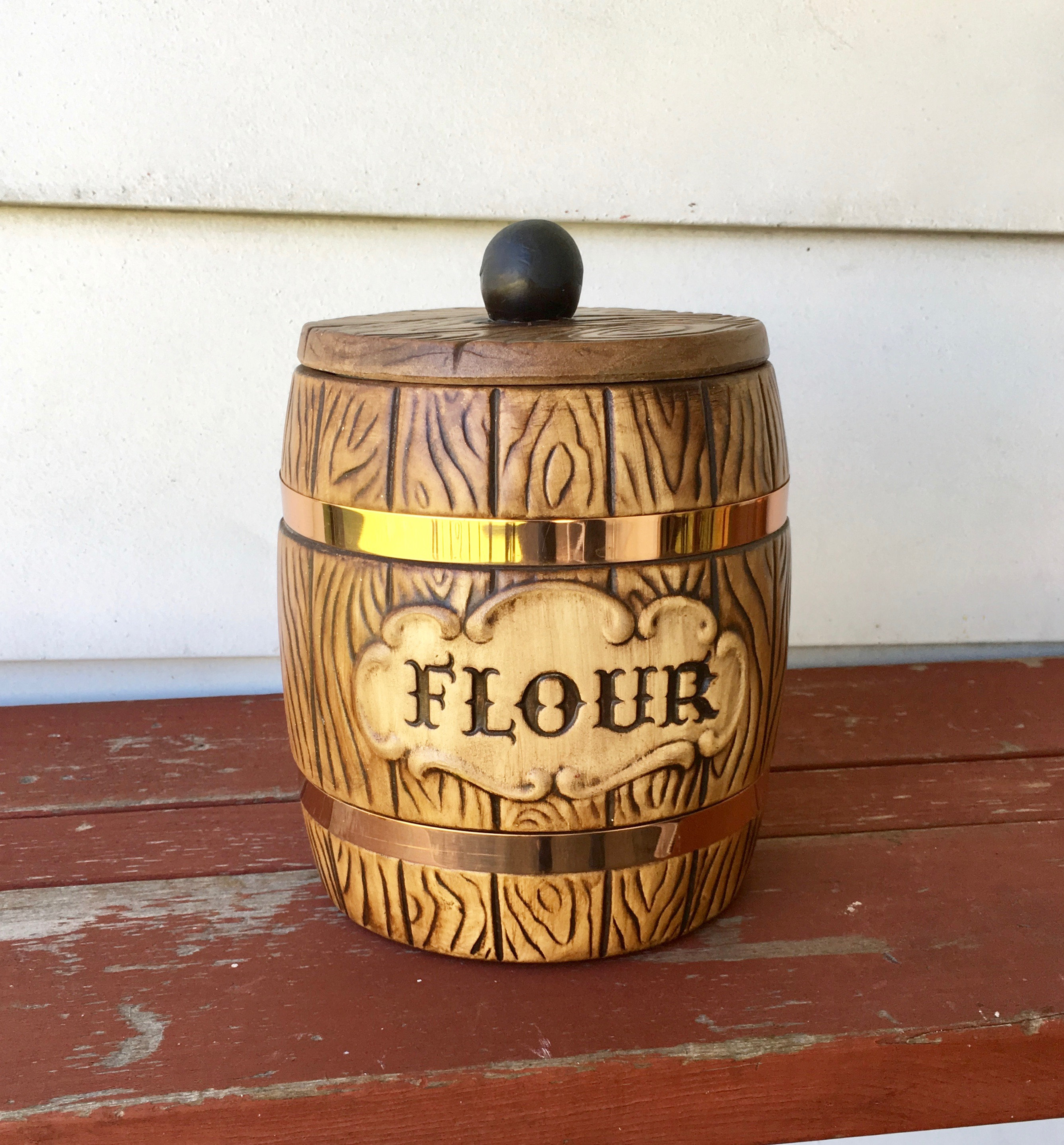 Flour Canister, Barrel Canister, Ceramic Barrel, Countertop Decor, Food ...