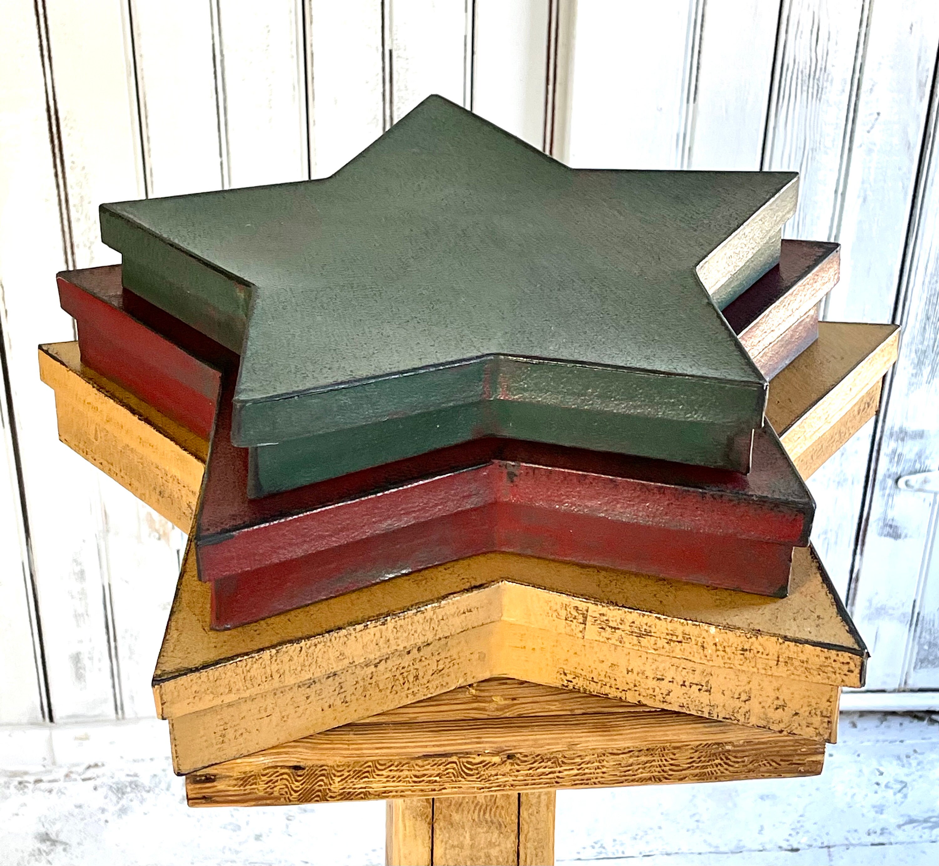 Three Star Shaped Boxes Rustic Stars Gift Giving Boxes - Etsy