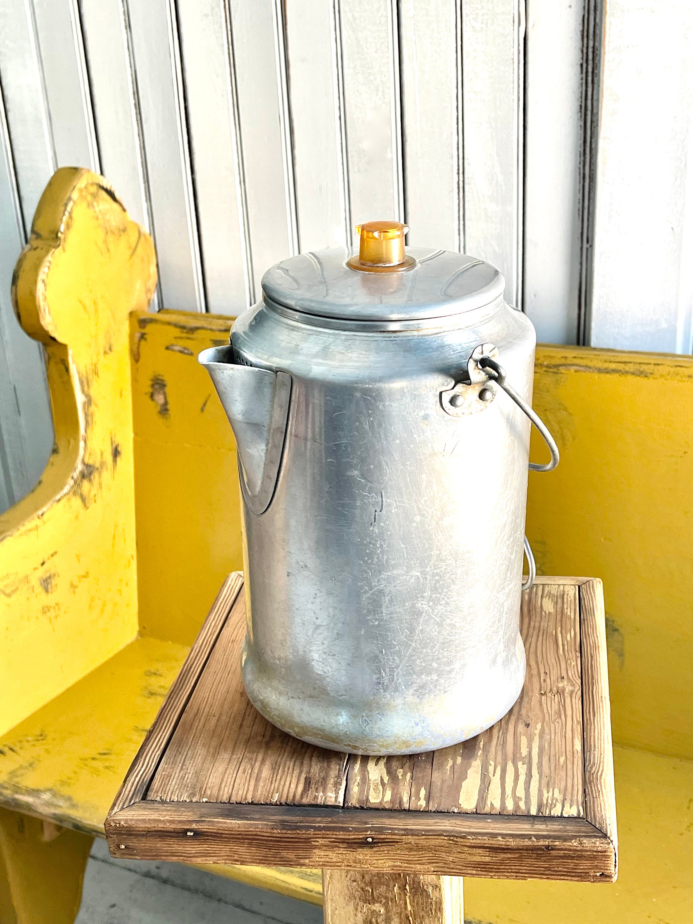 Large Aluminum Coffee Pot, Percolator, 20 Cup Capacity, Vintage Coffee ...