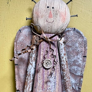 17 Inch Angel, Wooden Tree Topper, Standing Angel, Rustic, Country ...