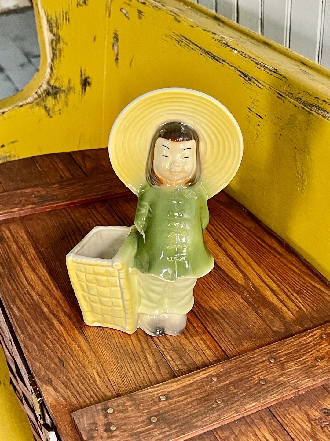 Royal Copley Asian Standing Girl With Basket, Collectible Small Planter ...