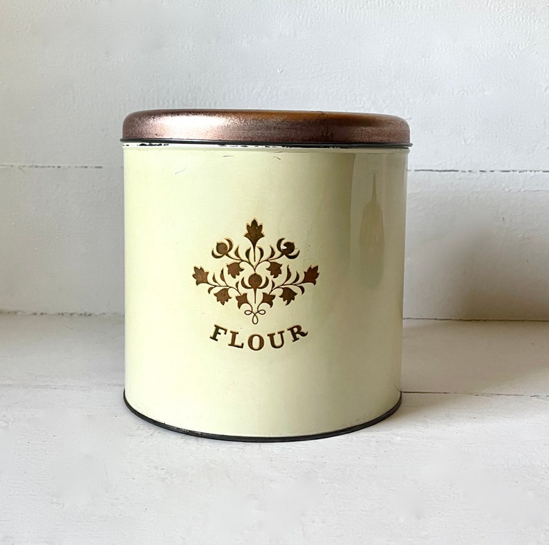 Metal Flour Canister 7 Inch Tall Canister 60s Kitchen - Etsy