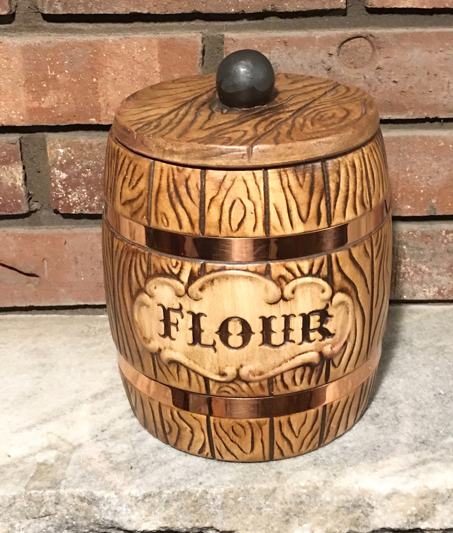 Flour Canister Barrel Canister Ceramic Barrel Countertop - Etsy