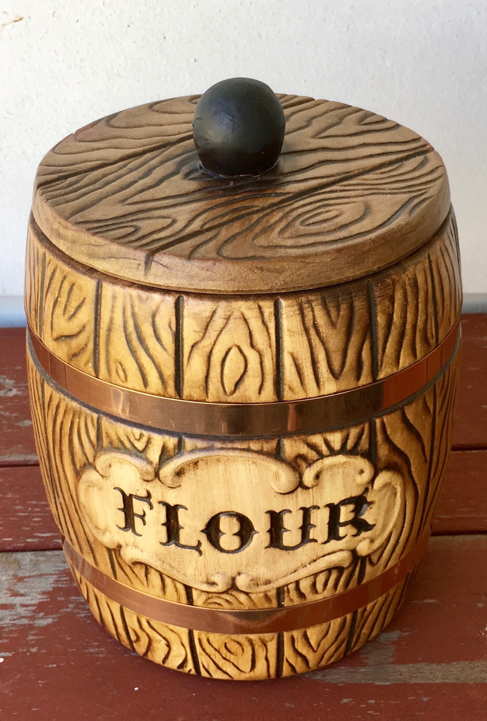 Flour Canister Barrel Canister Ceramic Barrel Countertop - Etsy