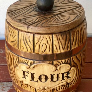 Flour Canister, Barrel Canister, Ceramic Barrel, Countertop Decor, Food ...