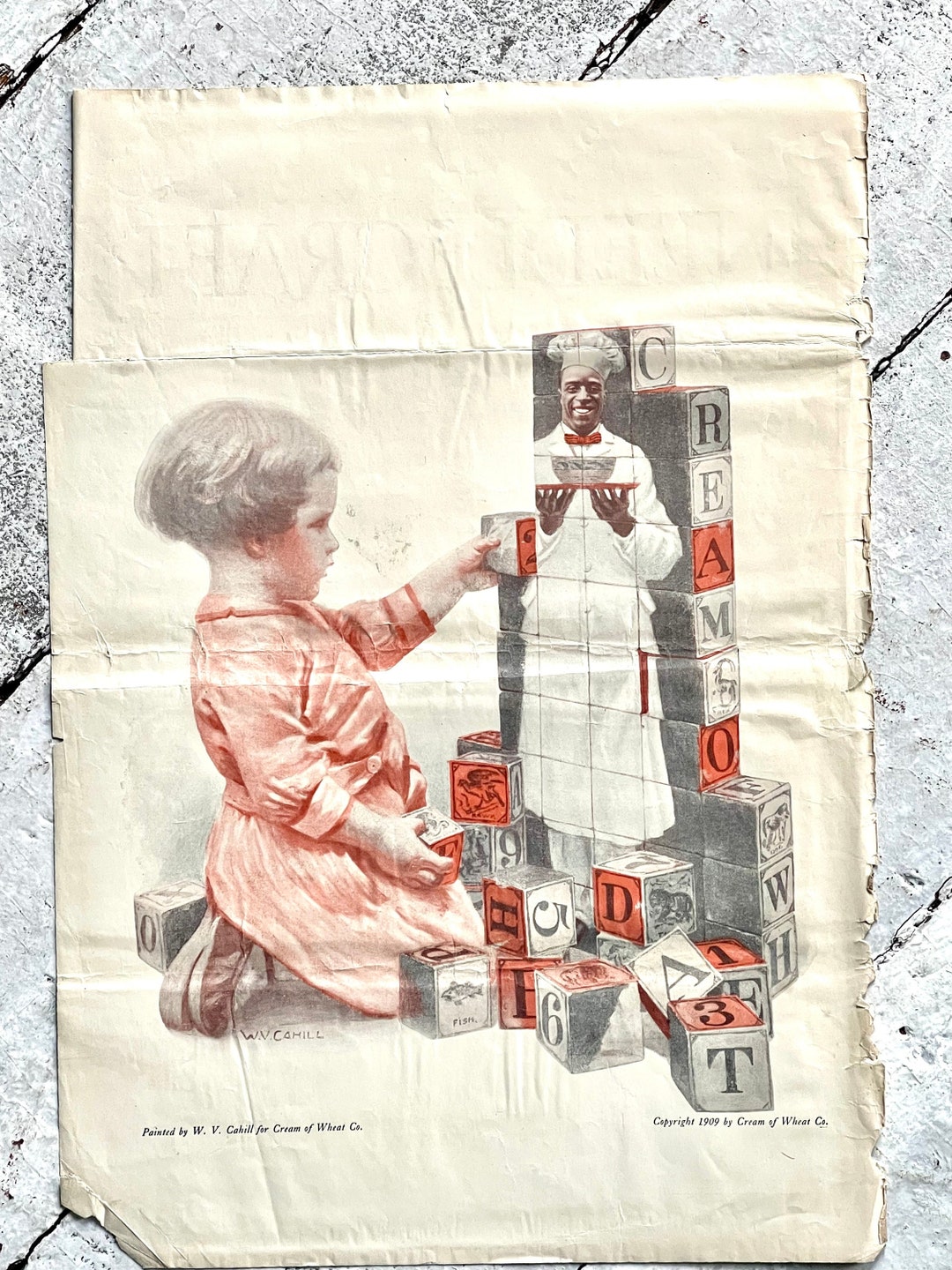 Cream of Wheat Building Block Ad, Painted by W V Cahill, NEEDLECRAFT ...