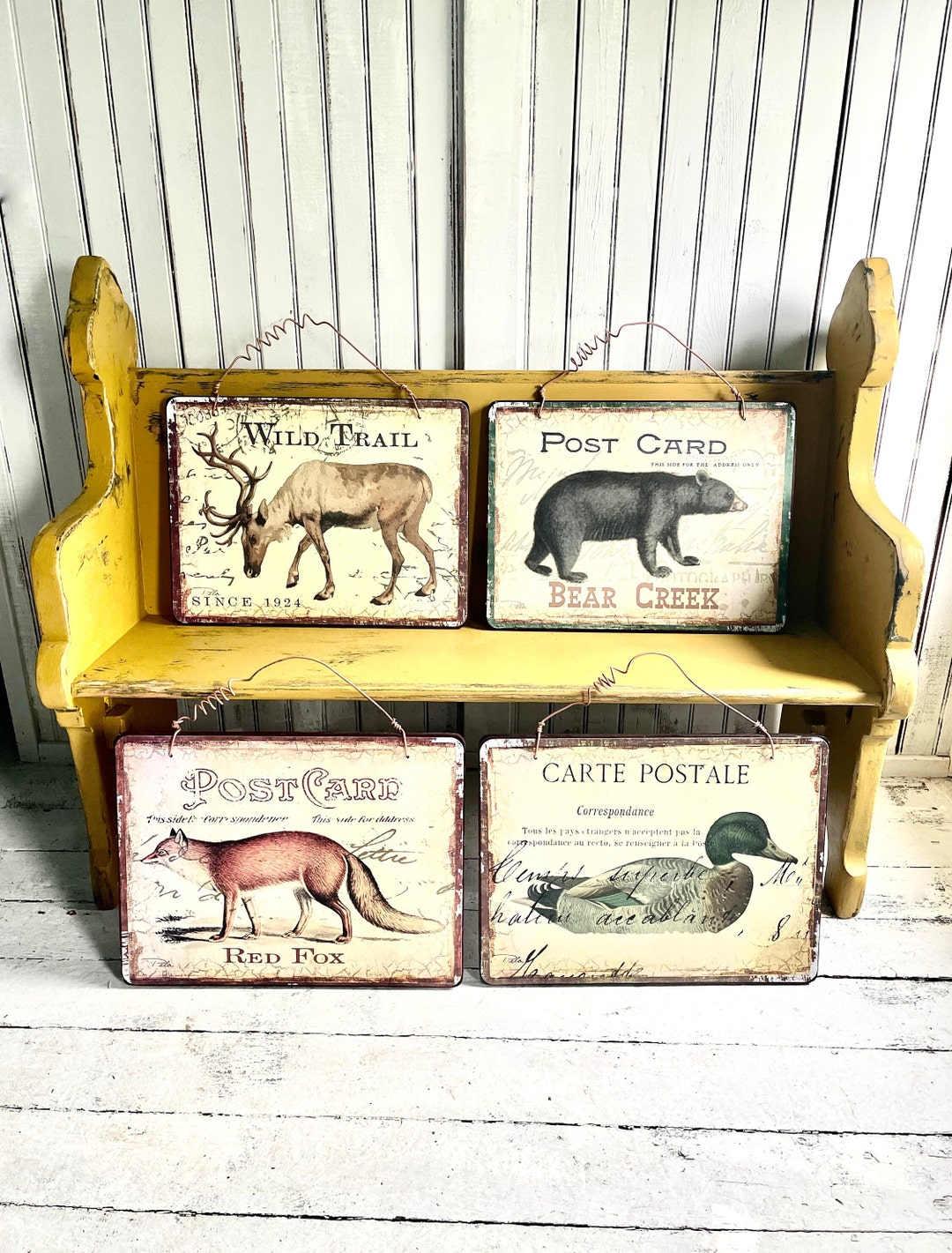 4 TV Trays TURNED Into Wall Art, Cape Craftsman Lodge Rustic Cabin Art ...
