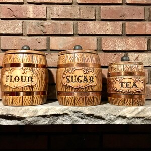 Flour Canister, Barrel Canister, Ceramic Barrel, Countertop Decor, Food ...