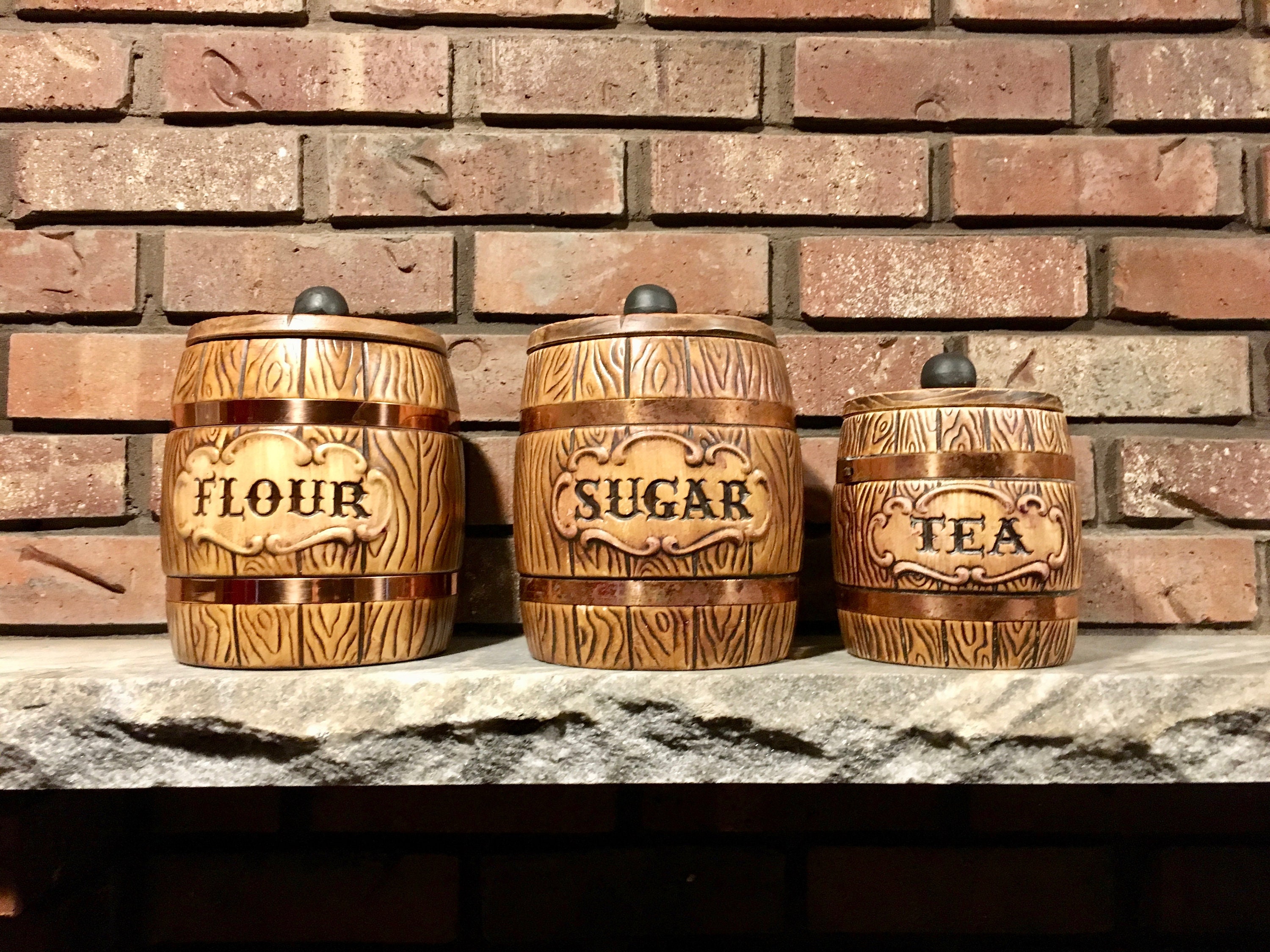 Flour Canister Barrel Canister Ceramic Barrel Countertop | Etsy