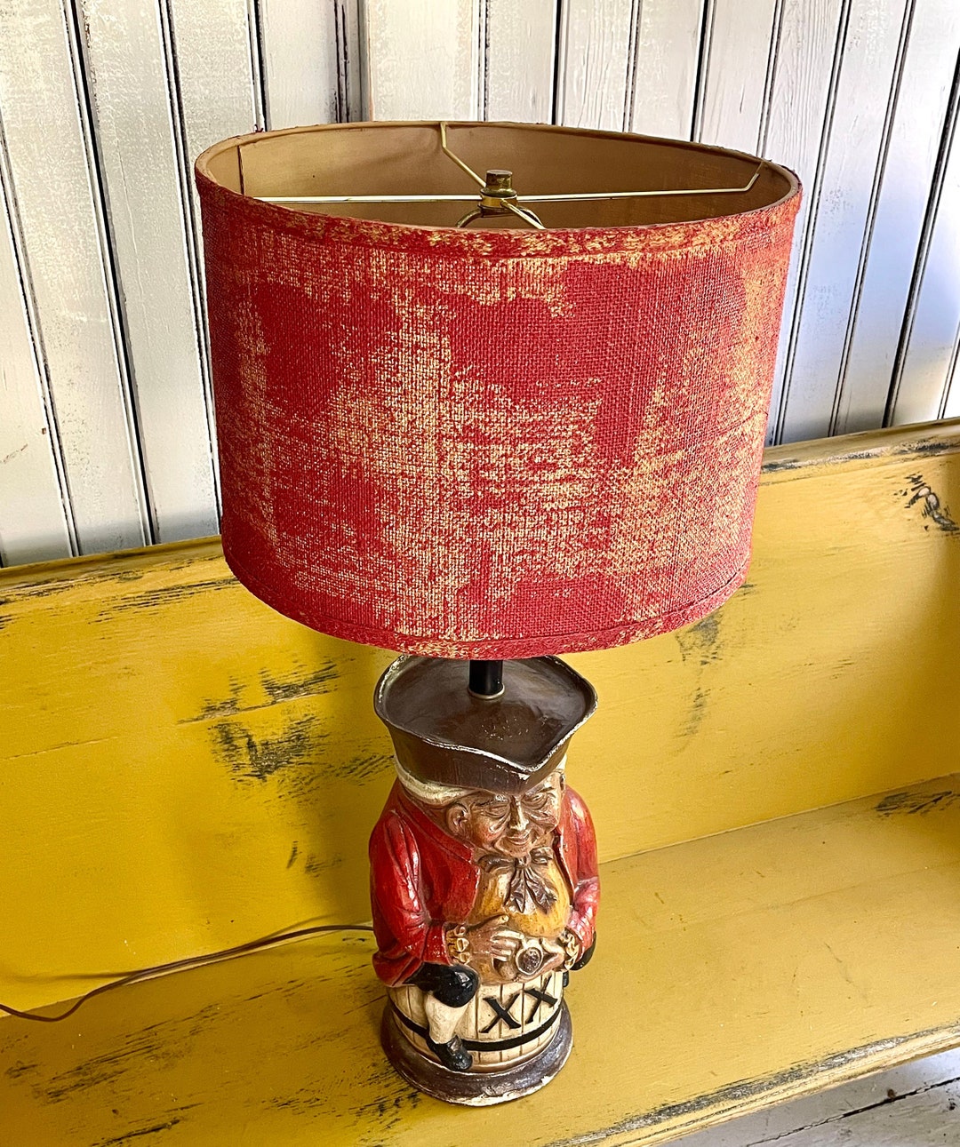 14" Red Lamp Shade, (SHADE ONLY) Brick Red Shade, Hand Painted, 14" in ...