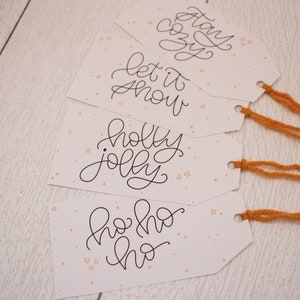 Printable Christmas Gift Tags, Star Doodle Hand-lettered Gift Tag ...