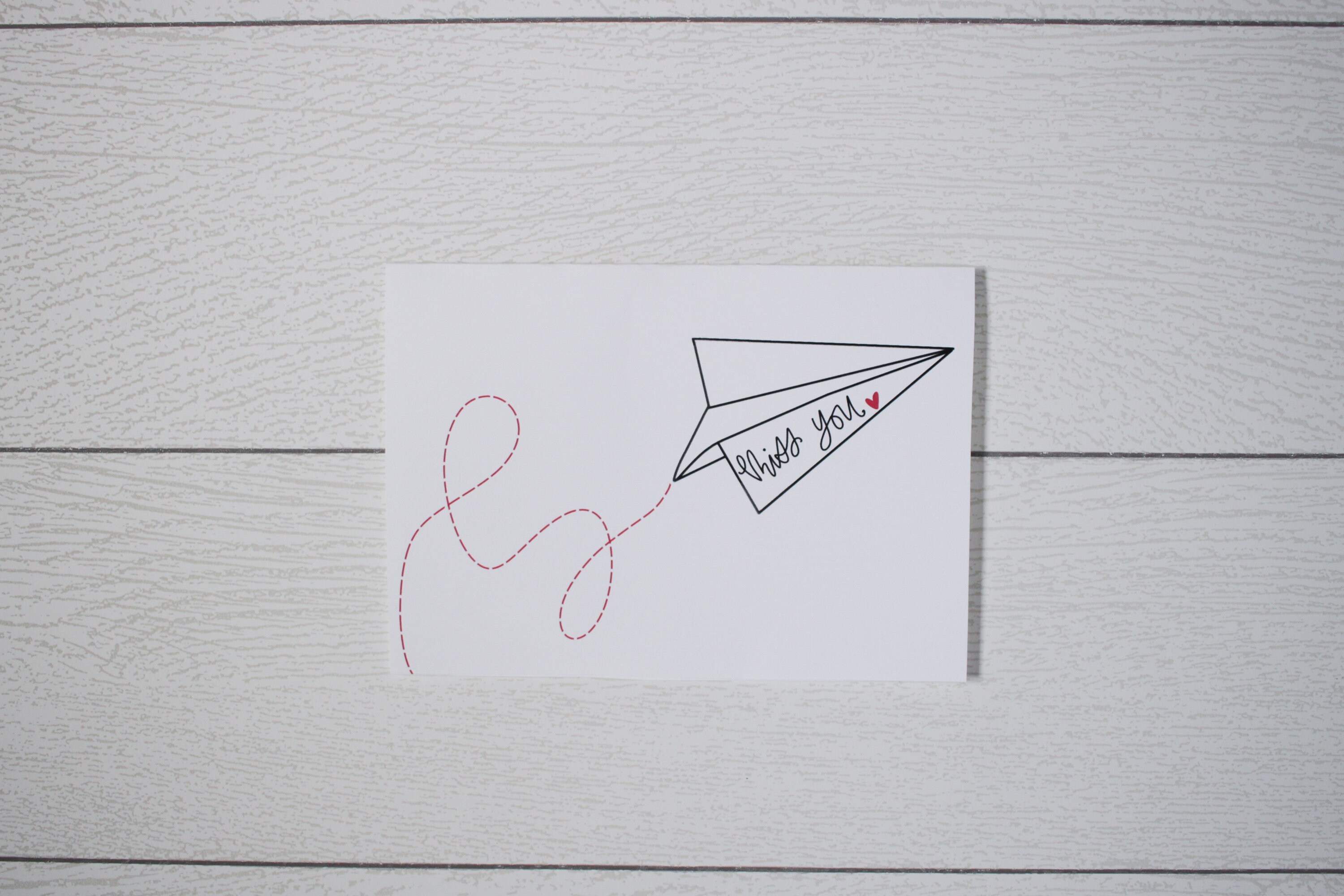 Miss You Printable Card, Cute Paper Airplane Long Distance Relationship ...