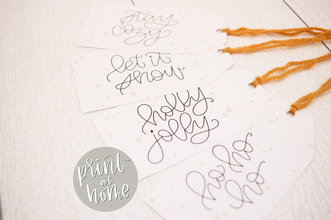 Printable Christmas Gift Tags, Star Doodle Hand-lettered Gift Tag ...