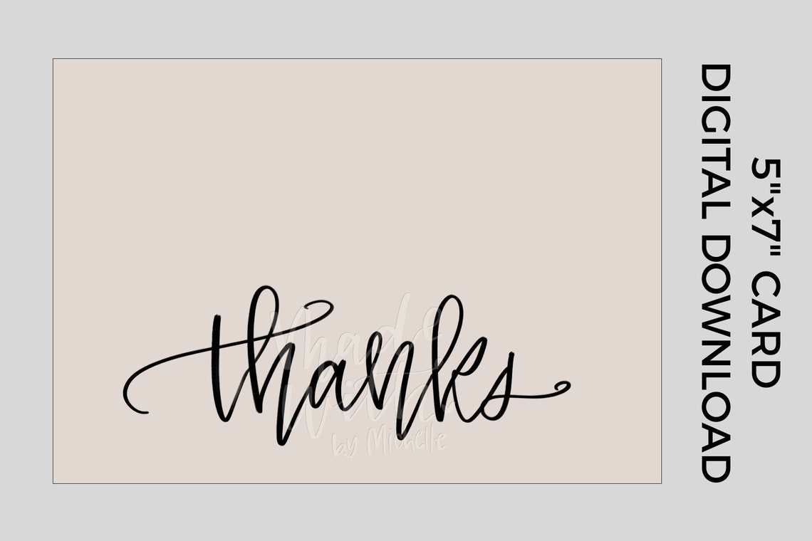 Thank You Card Printable, Hand Lettered Thanks Card Digital Download - Etsy