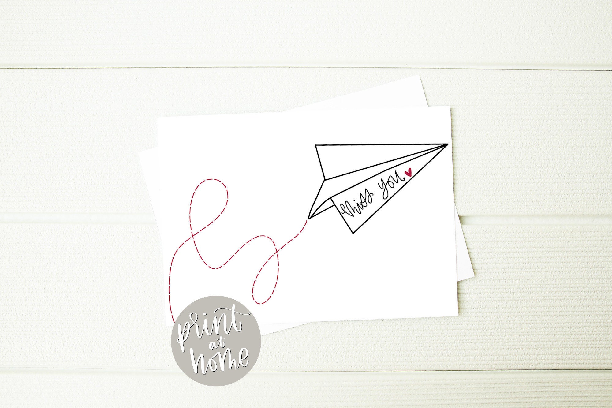 Miss You Printable Card, Cute Paper Airplane Long Distance Relationship ...