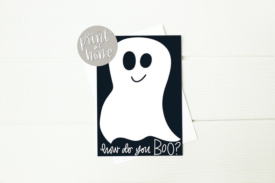 Halloween Card Printable, Cute Ghost Greeting Card Digital Download - Etsy