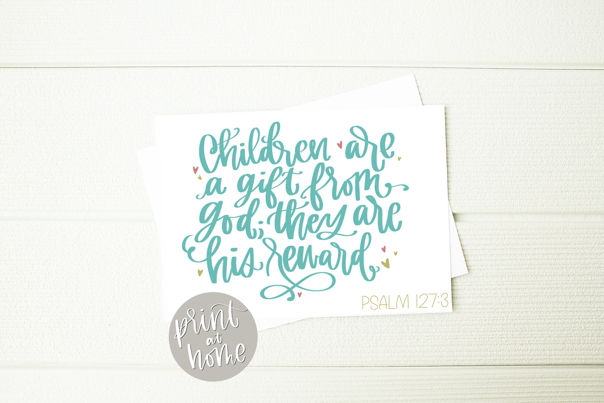 Scripture Baby Shower Printable Card, Hand-lettered Children Are a Gift ...