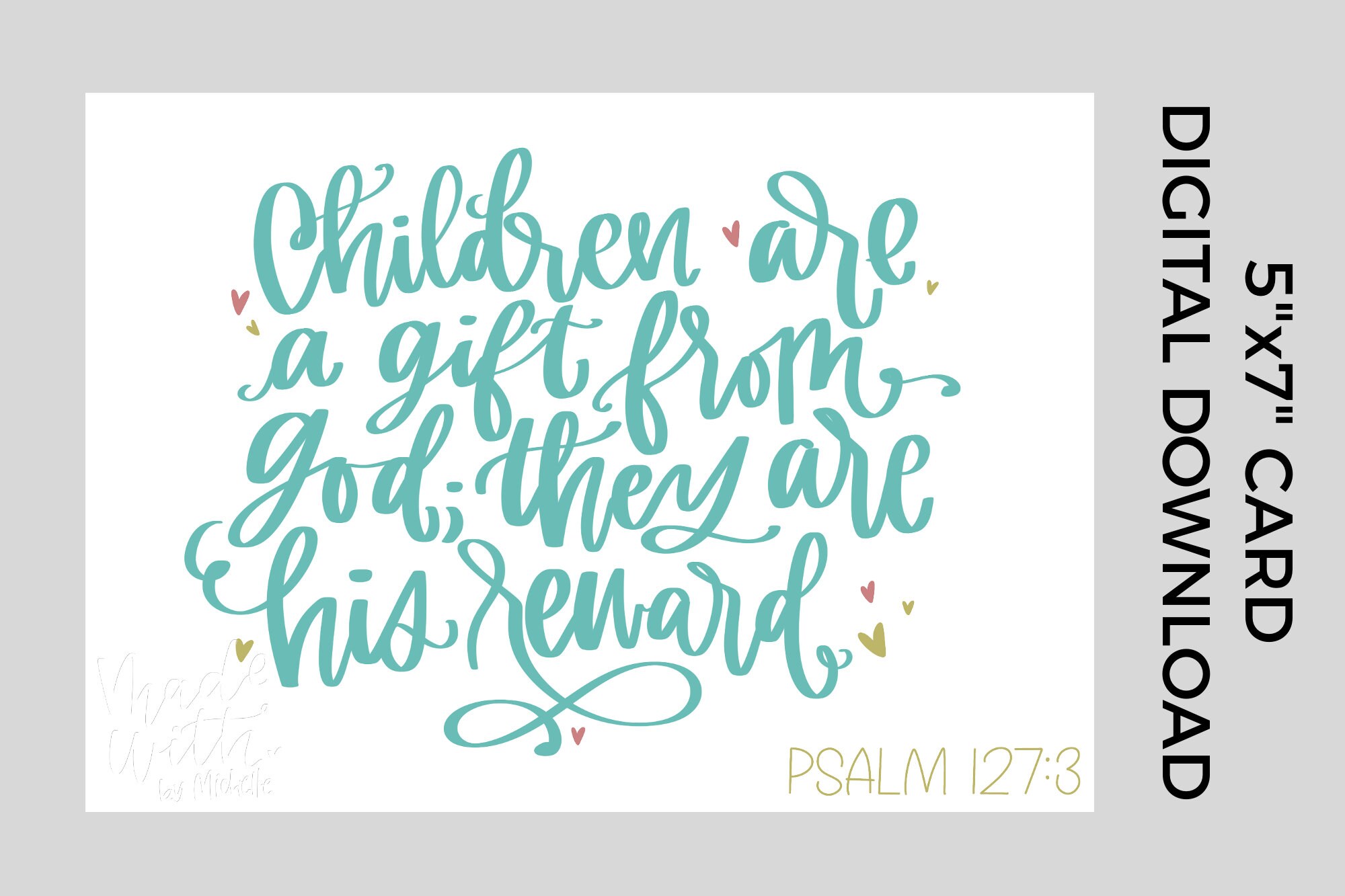 Scripture Baby Shower Printable Card, Hand-lettered Children Are a Gift ...