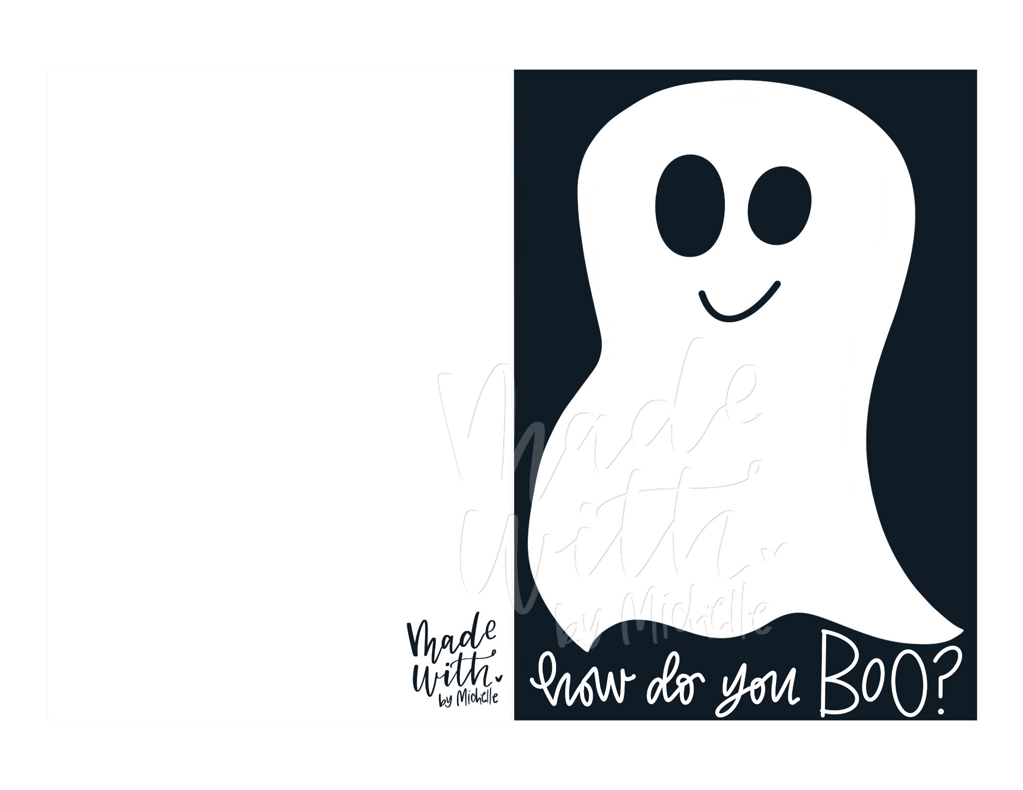 Halloween Card Printable, Cute Ghost Greeting Card Digital Download - Etsy