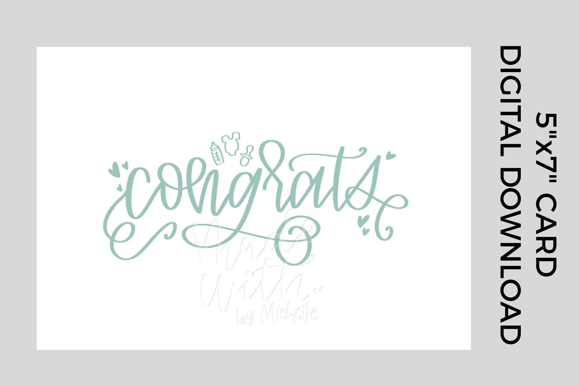 New Baby Congratulations Card Printable, Baby Shower Digital Download ...
