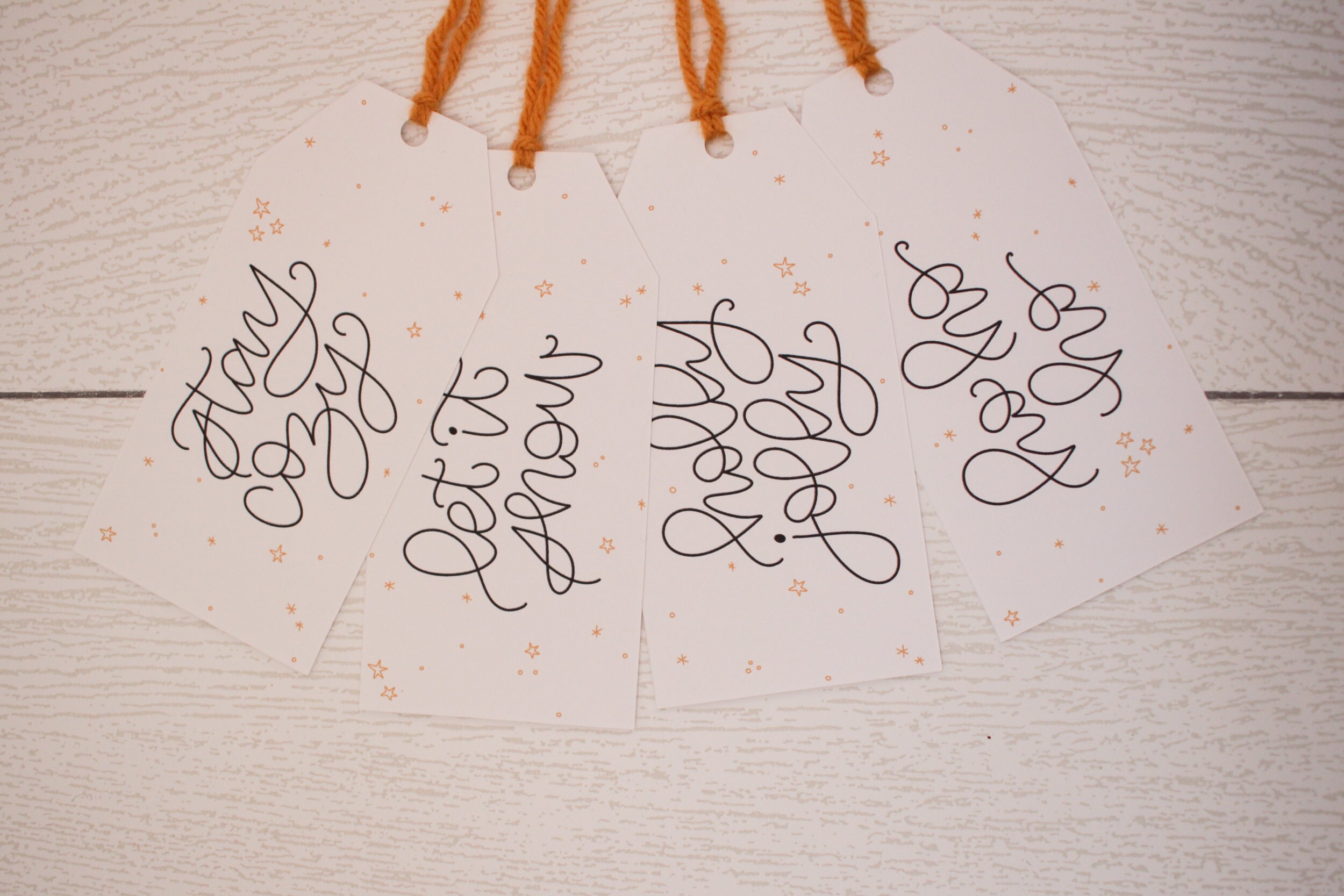 Printable Christmas Gift Tags, Star Doodle Hand-lettered Gift Tag ...